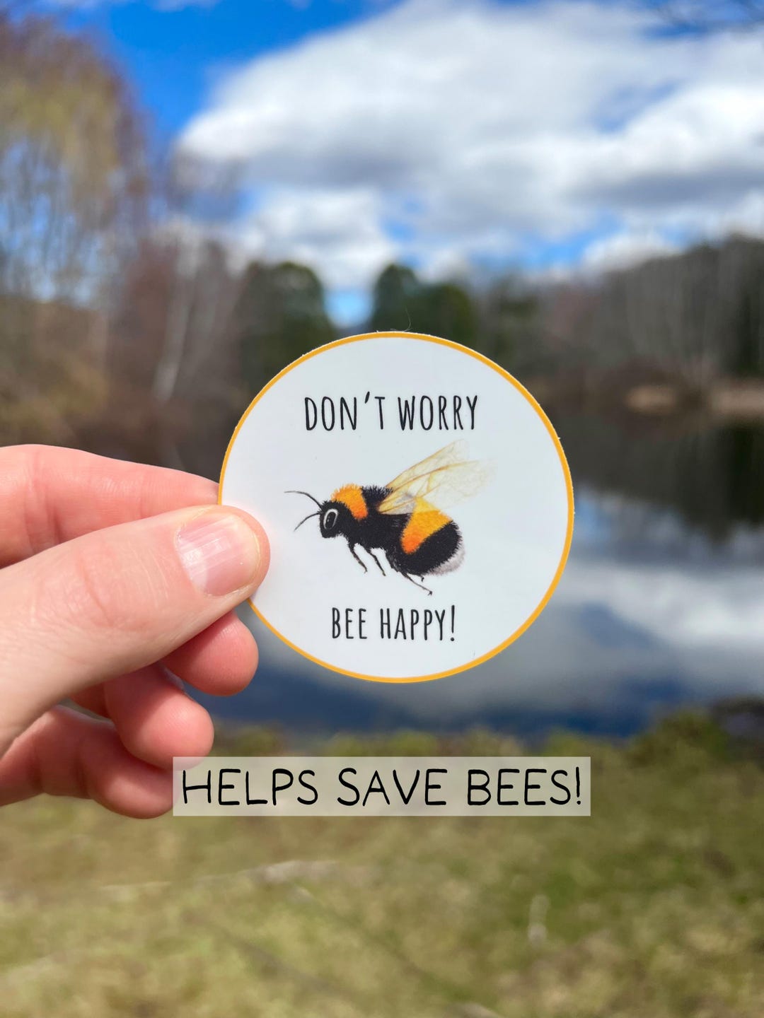 Don't Worry Bee Happy Sticker, Watercolor Bumblebee Sticker, Bee Lover ...