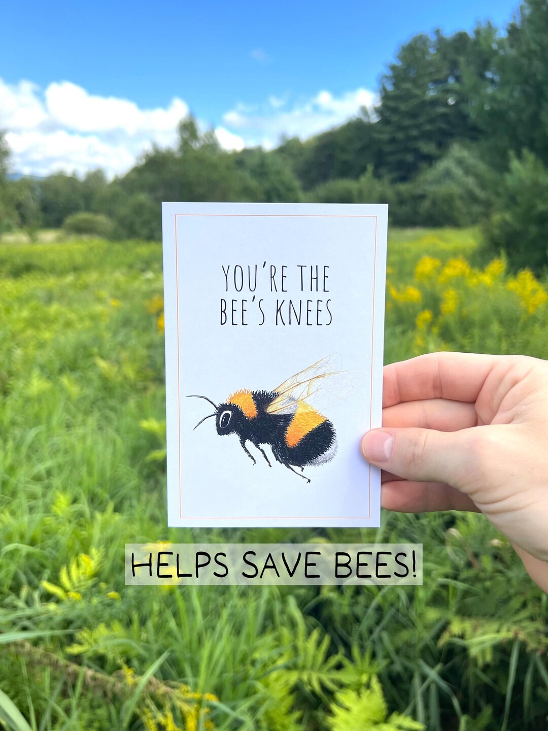 Cute Bumblebee Love Card, Eco Friendly Watercolor Animal Pun Card, You ...