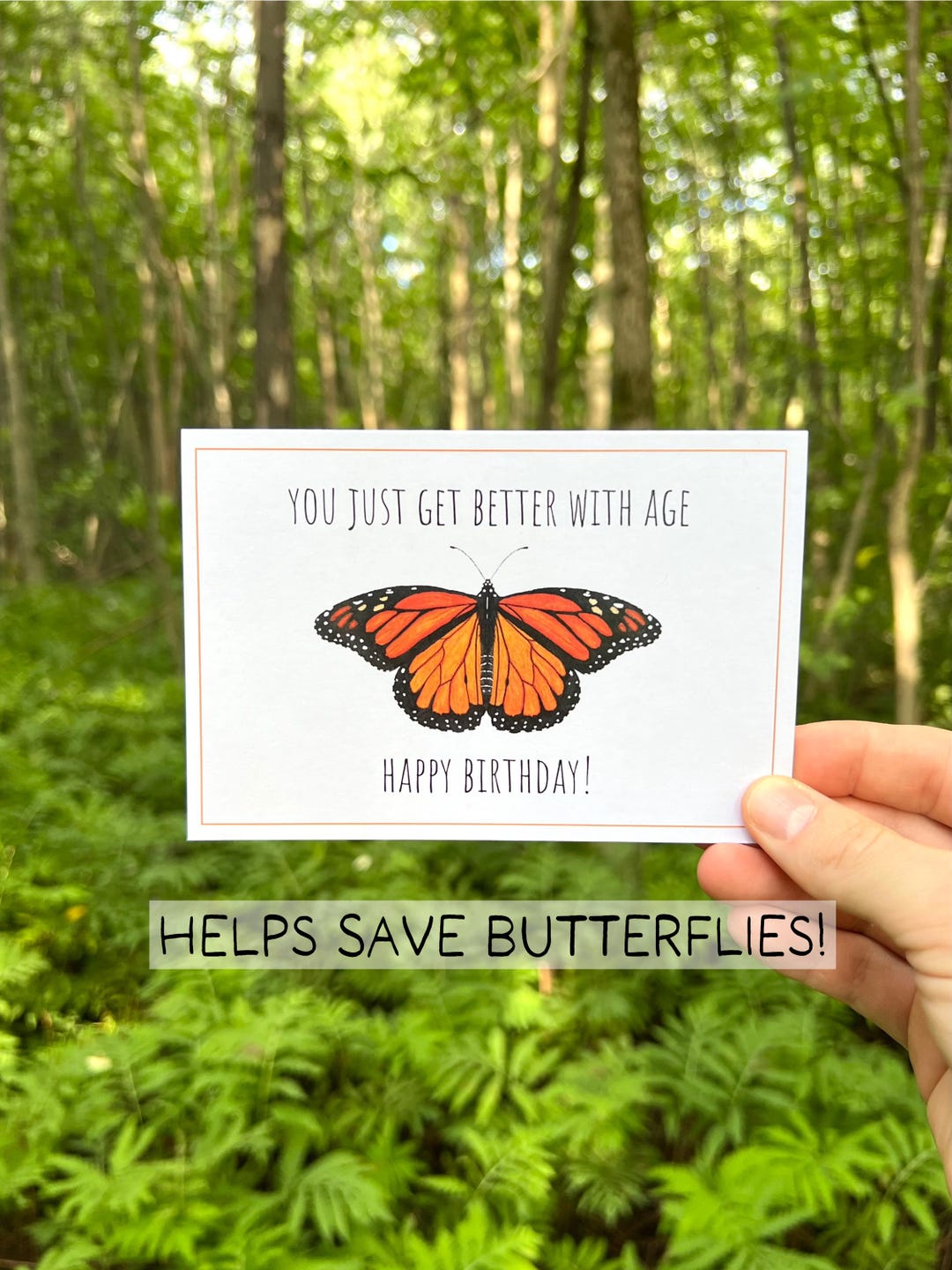 Monarch Butterfly Birthday Card, Nature Watercolor Birthday Card for ...