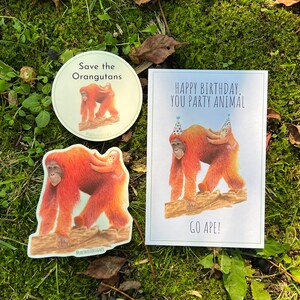 Watercolor Orangutan Sticker, Orangutan Lover Gift, Save the Orangutans ...