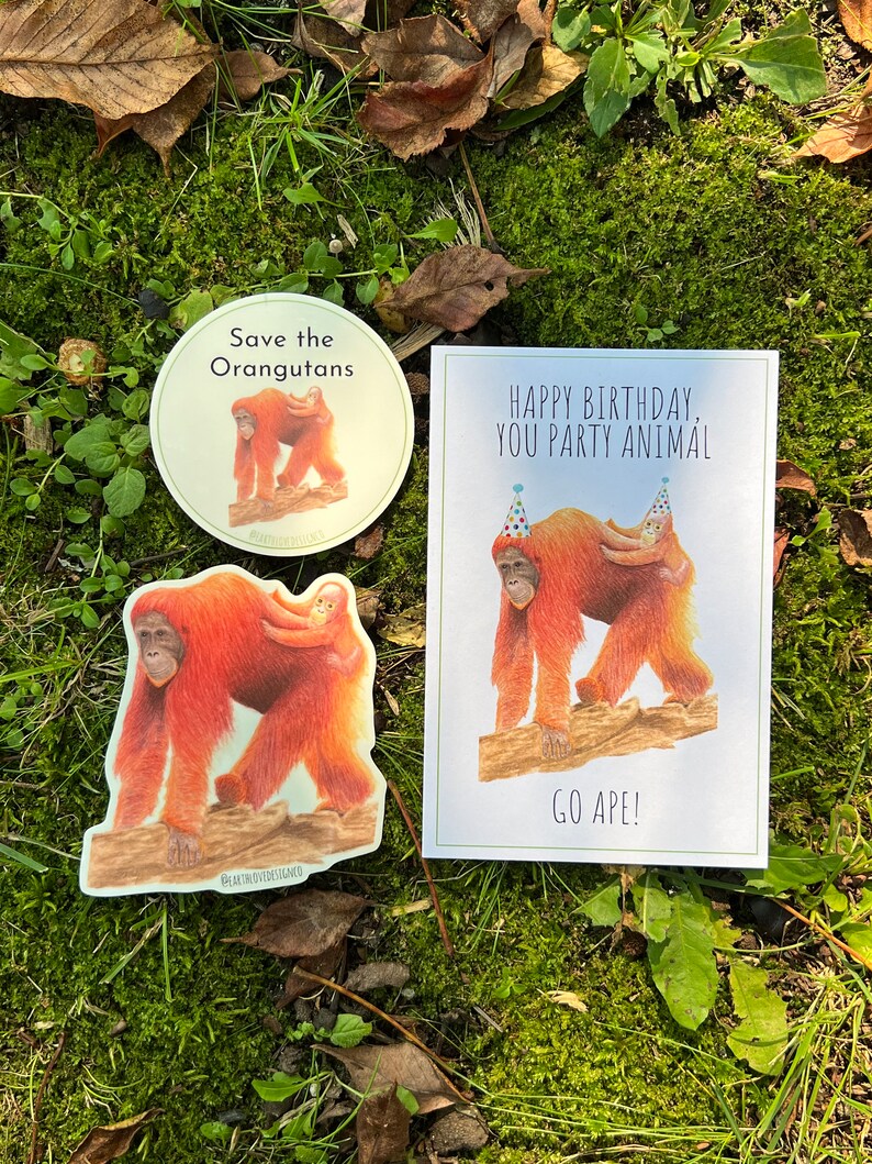 Watercolor Orangutan Sticker, Orangutan Lover Gift, Save the Orangutans ...
