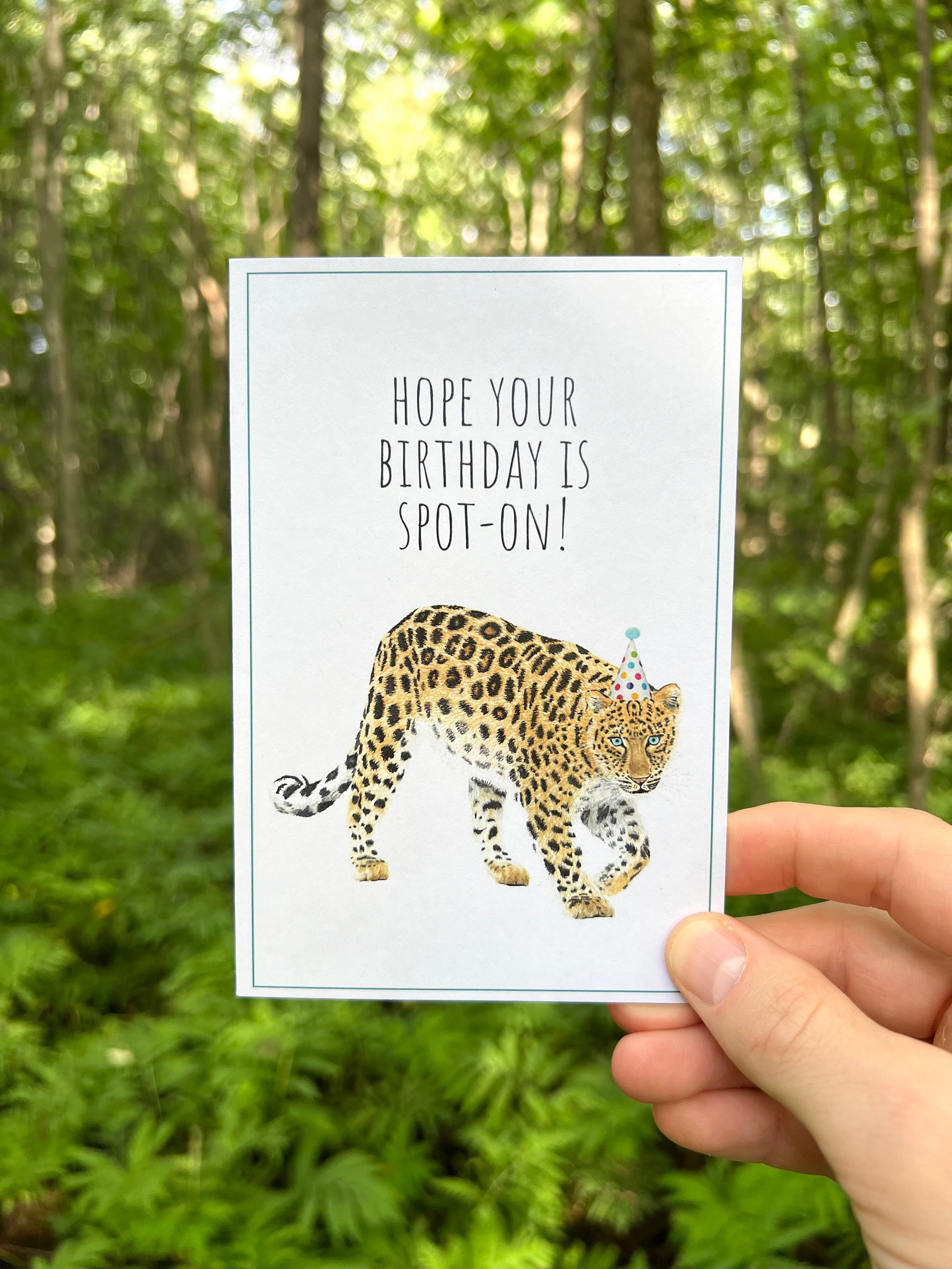 Leopard Pun Birthday Card, Amur Leopard Birthday Card, Leopard Greeting ...