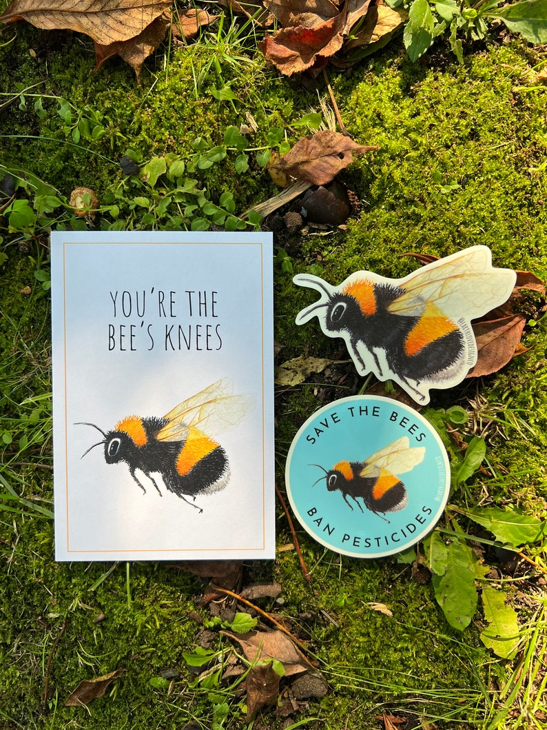 Don't Worry Bee Happy Sticker Watercolor Bumblebee - Etsy