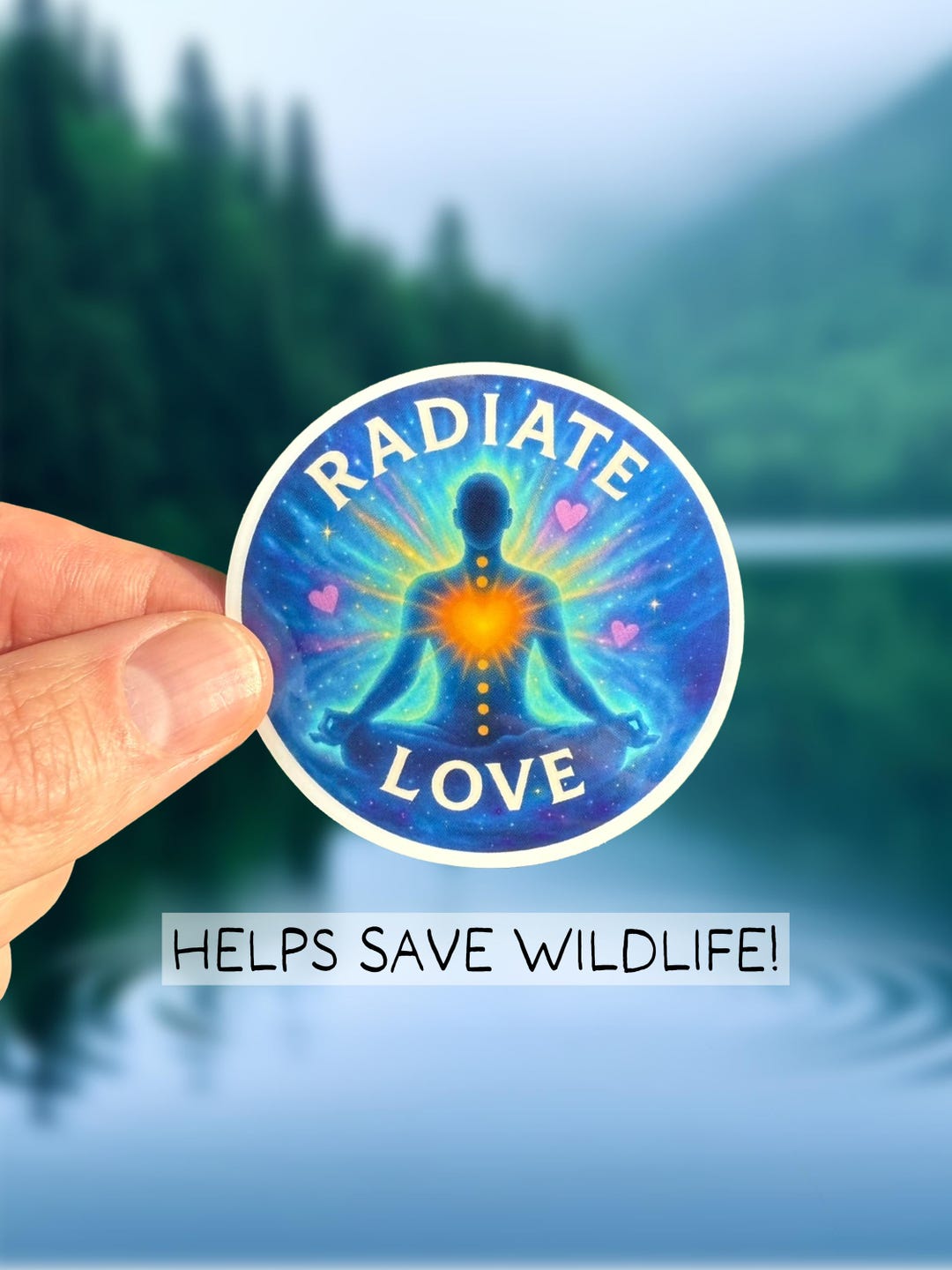 Radiate Love Sticker, Mindfulness Meditation Decal, Yoga Spiritual Self ...