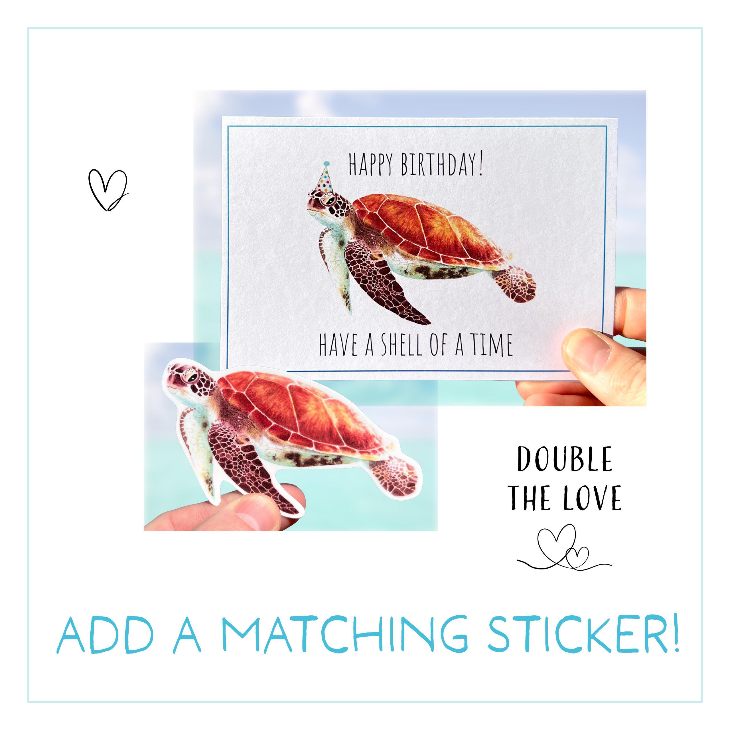 Funny Sea Turtle Birthday Card, Ocean Animal Pun Card, Eco Watercolor ...