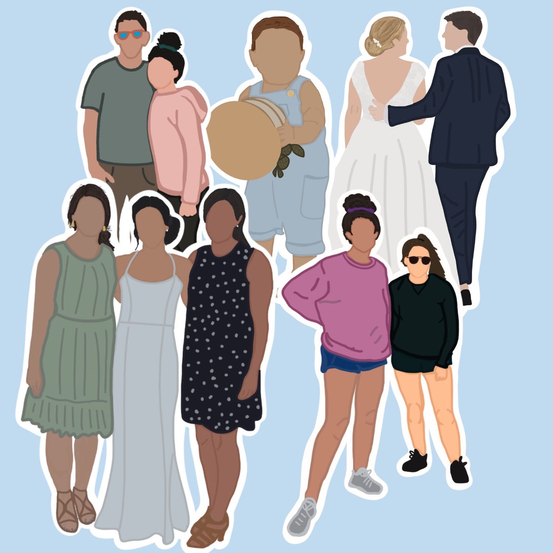 Personalized Faceless Sticker Portrait Sticker People as Cartoon ...