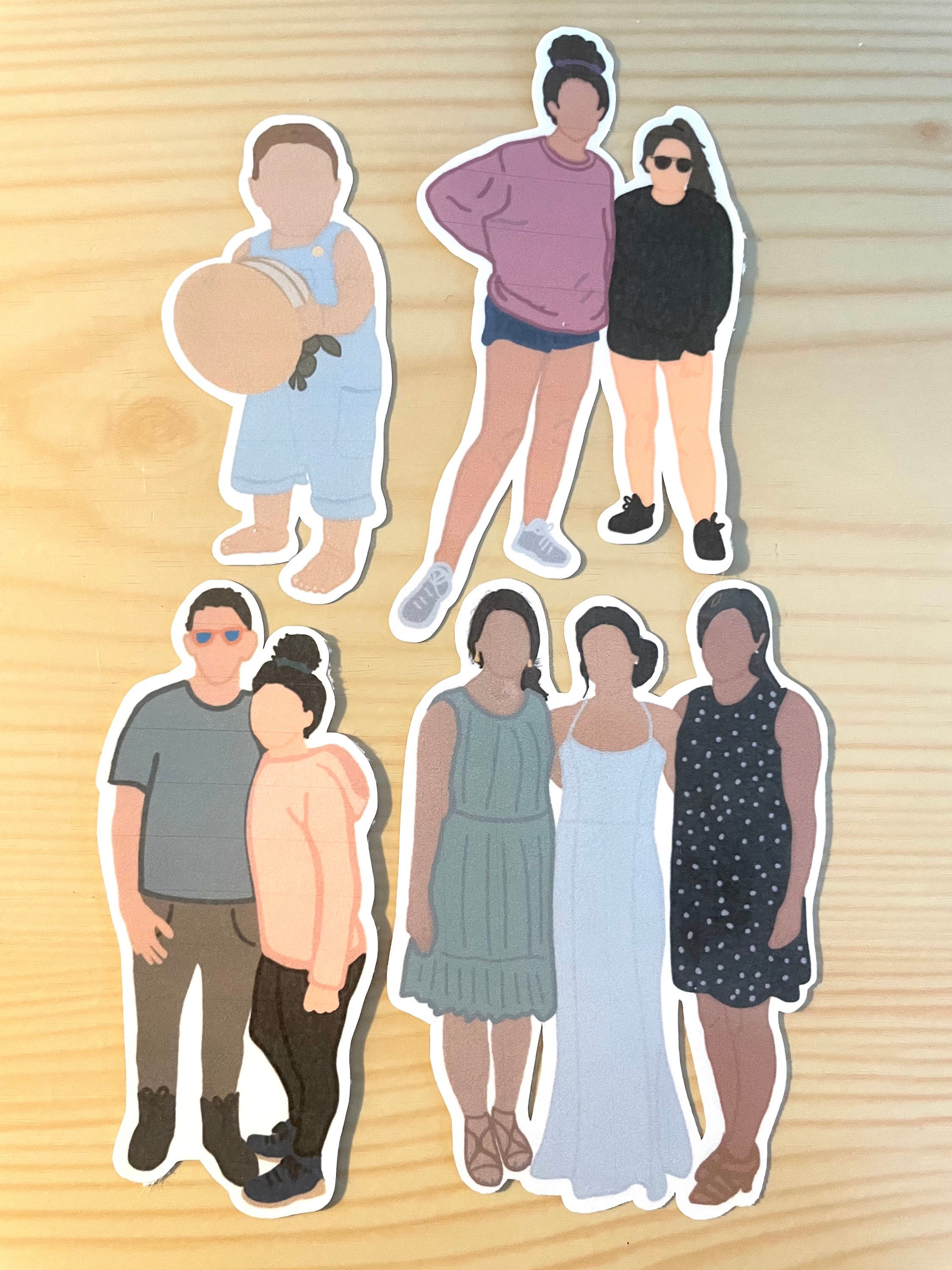 Personalized Faceless Sticker Portrait Sticker People as Cartoon ...