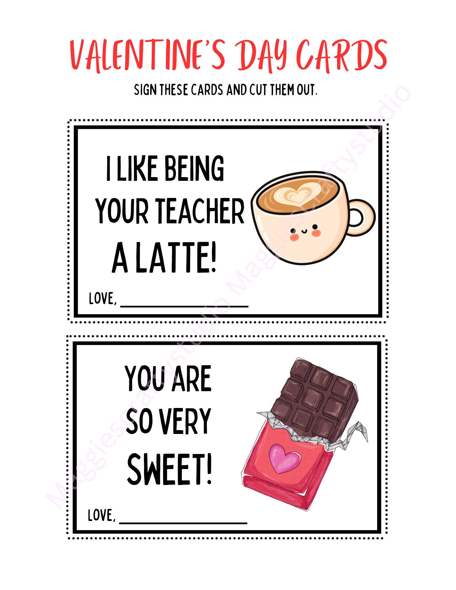 Printable Valentine’s Day Cards for Students – 12 Unique Designs, 2 per ...