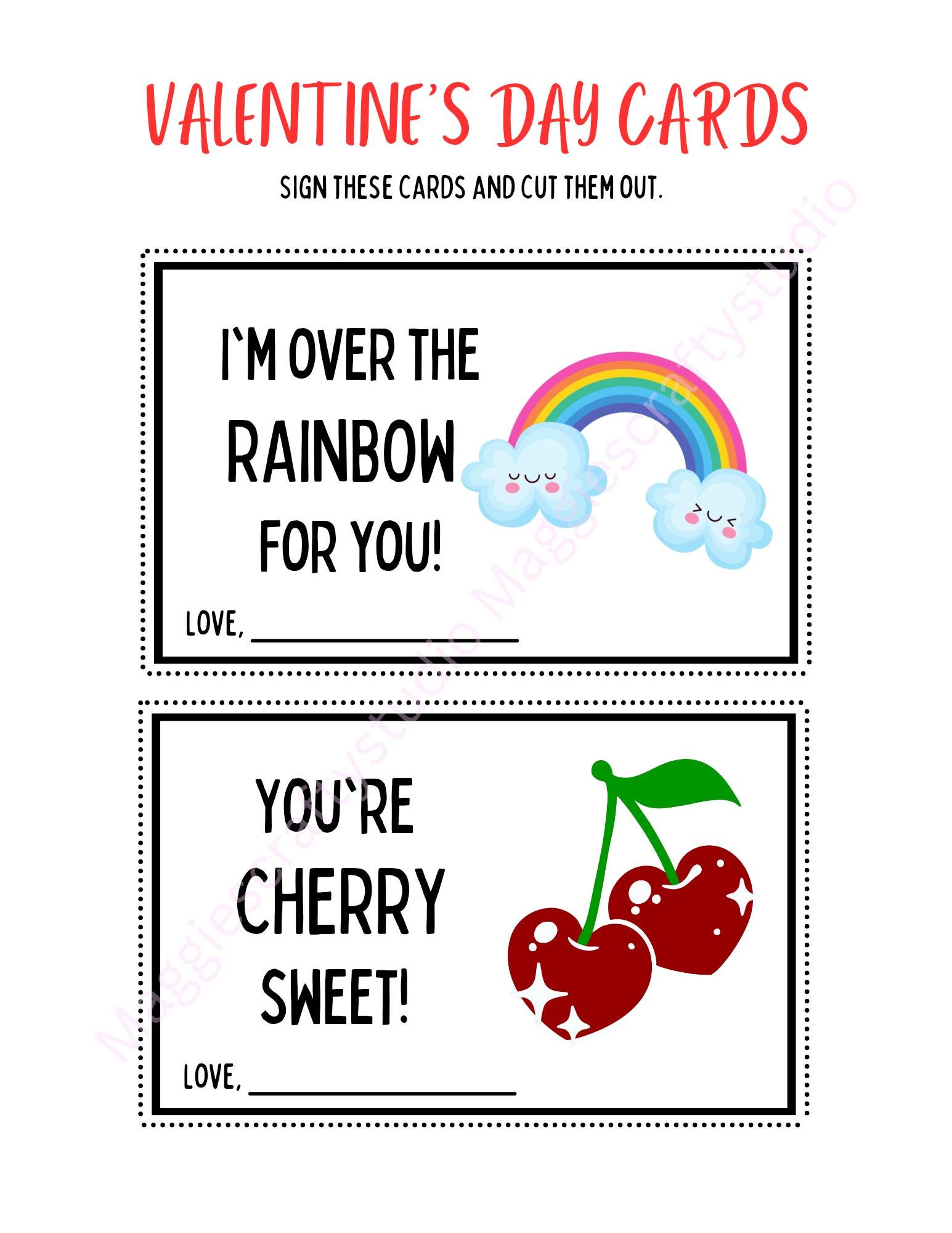 Printable Valentine’s Day Cards for Students – 12 Unique Designs, 2 per ...