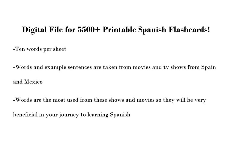 5720 Printable Spanish Flashcards From TV - Etsy