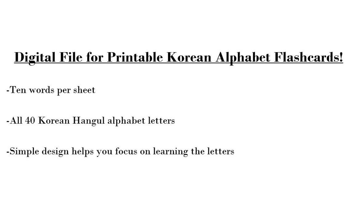 Printable Korean Alphabet Flashcards hangul - Etsy