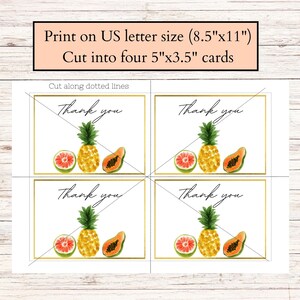 Tropical Fruit Printable Thank You Card Instant Download Pineapple ...