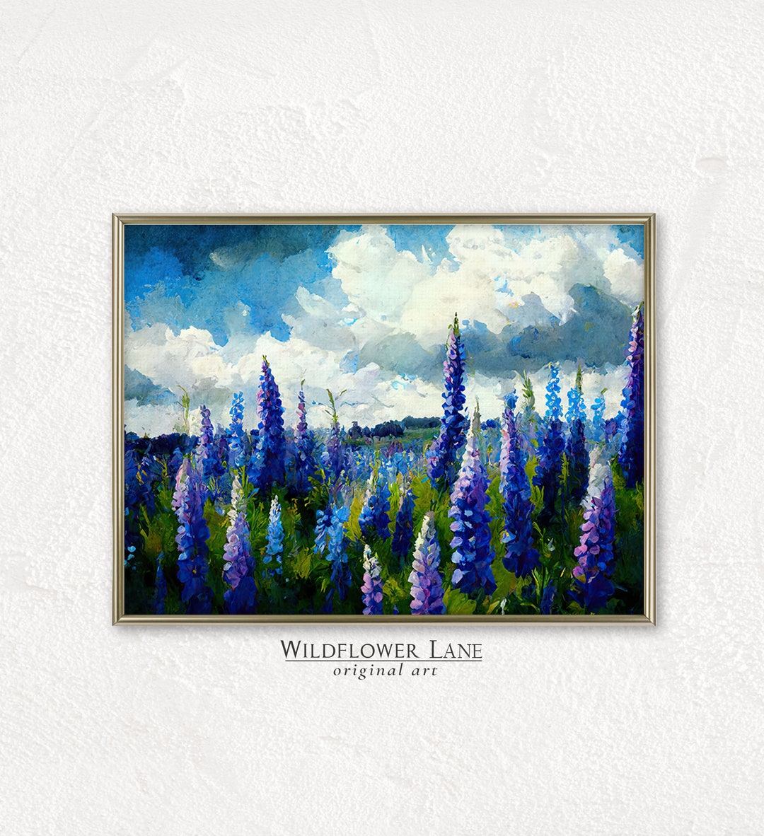 Printable Wall Art - Vivid Blue Lupin Flowers Serene Country Meadow ...