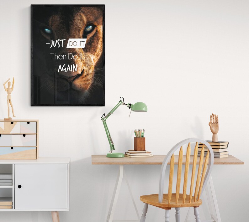 Just DO It Then DO It Again Lion Motivation Canvas || Lion Wall Art ...
