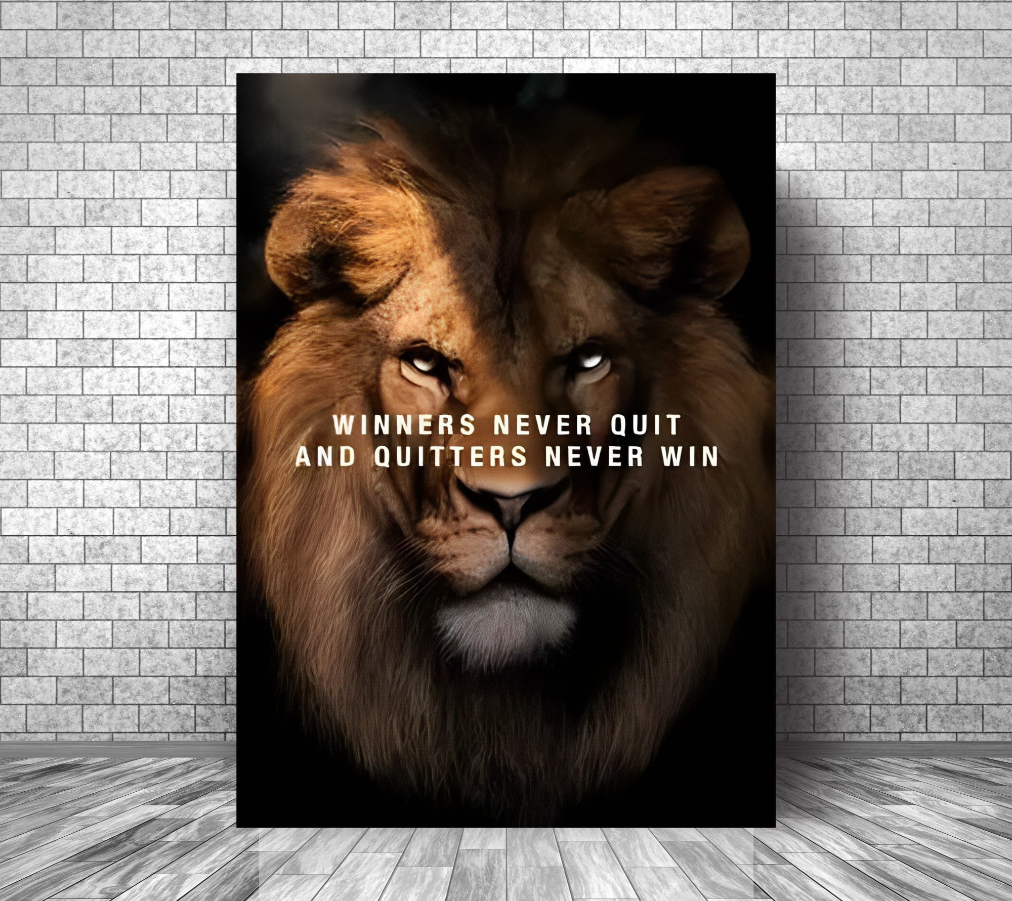 Winners Never QUIT and Quitters Never WIN Lion Motivation Canvas ...