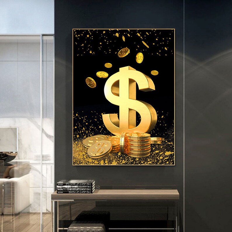 Gold Coin Motivation Canvas || Money Wall Art Motivation Canvas || Gold ...
