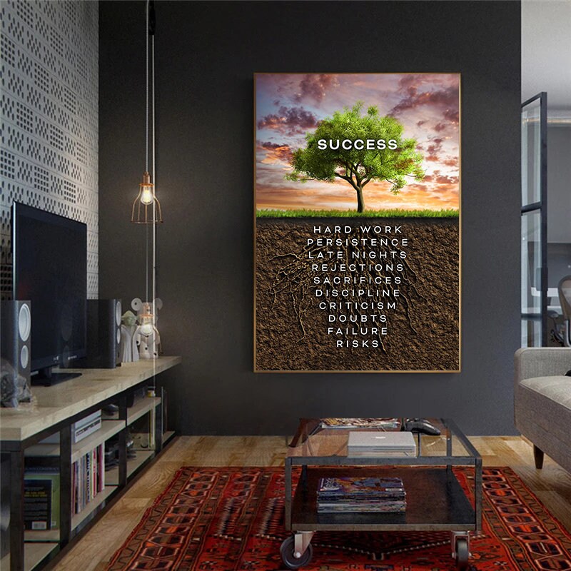 SUCCESS Motivation Canvas || Wall Décor Motivation Canvas || Tree With ...