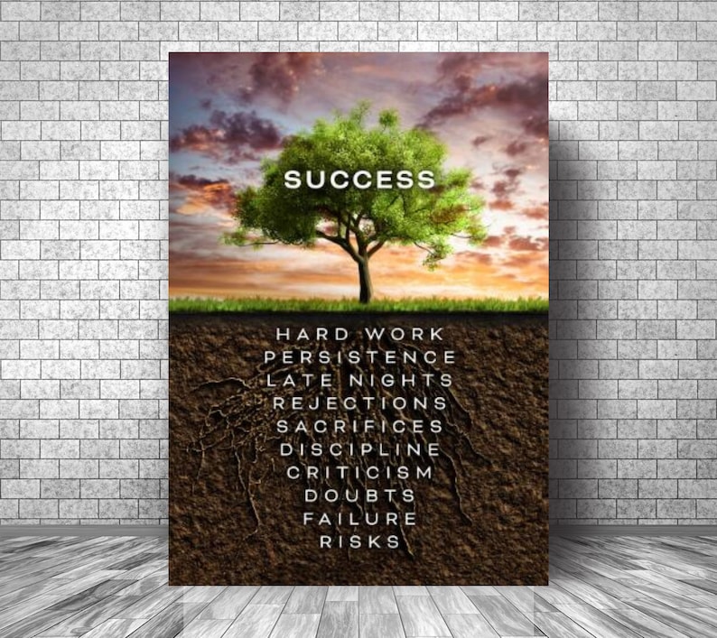 SUCCESS Motivation Canvas || Wall Décor Motivation Canvas || Tree With ...