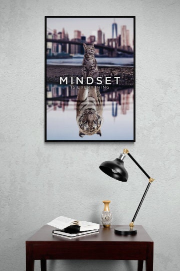 MINDSET is EVERYTHING Motivation Canvas Cat and Tiger - Etsy