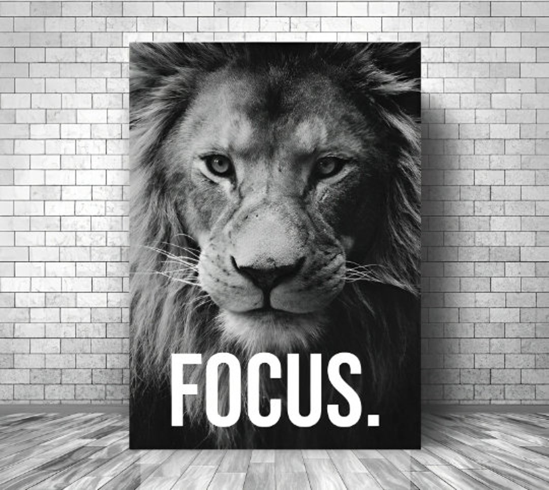 FOCUS Lion Motivation Canvas|| Lion Wall Art Canvas|| Lion Motivation ...