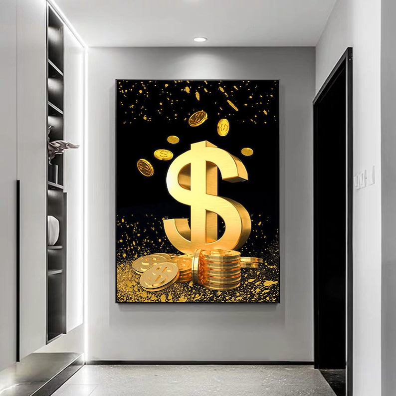 Gold Coin Motivation Canvas Money Wall Art Motivation Canvas Gold ...