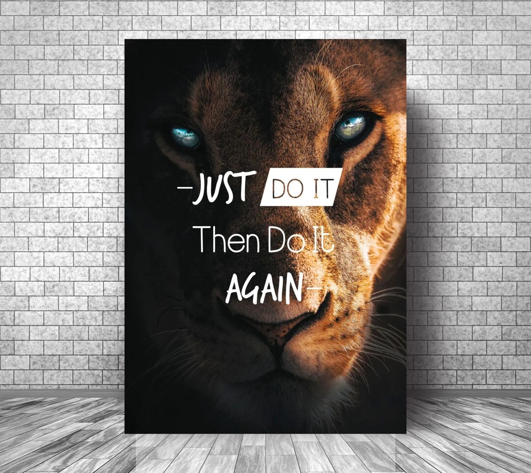Just DO It Then DO It Again Lion Motivation Canvas || Lion Wall Art ...