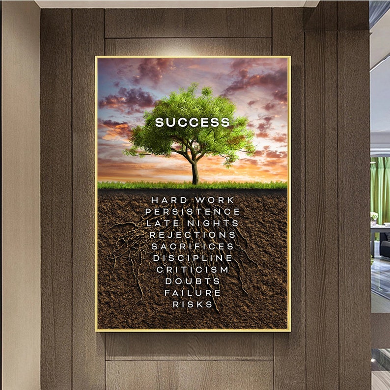 SUCCESS Motivation Canvas || Wall Décor Motivation Canvas || Tree With ...