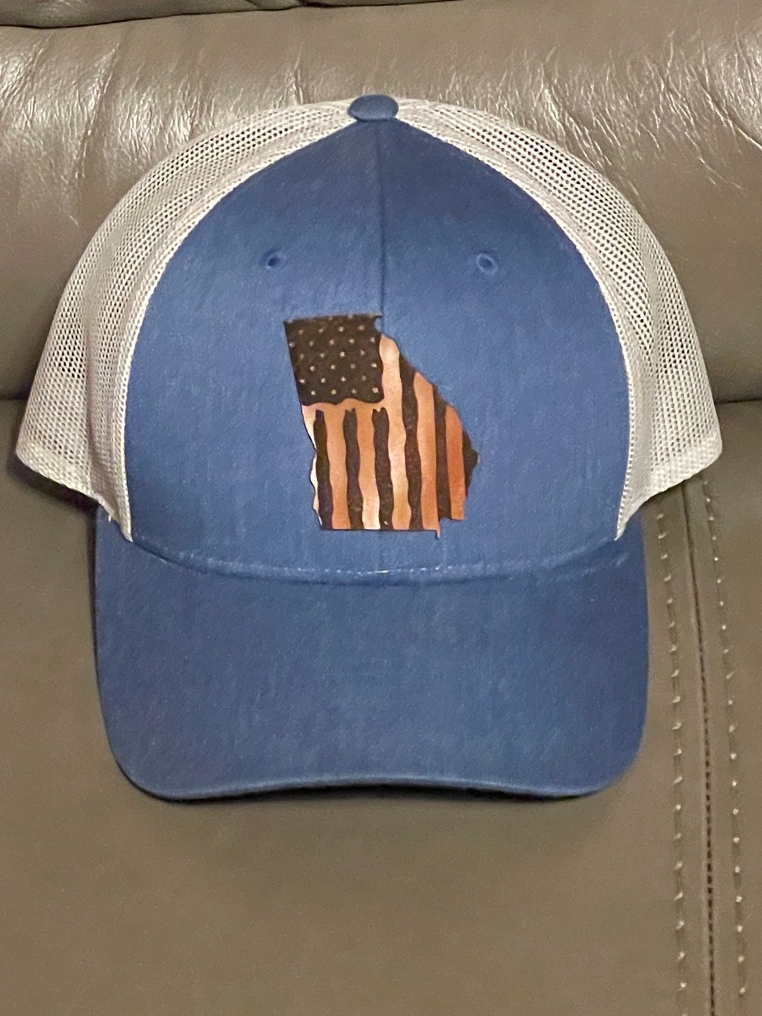 State With American Flag Leather Patch Hats on Richardson 115 Low ...