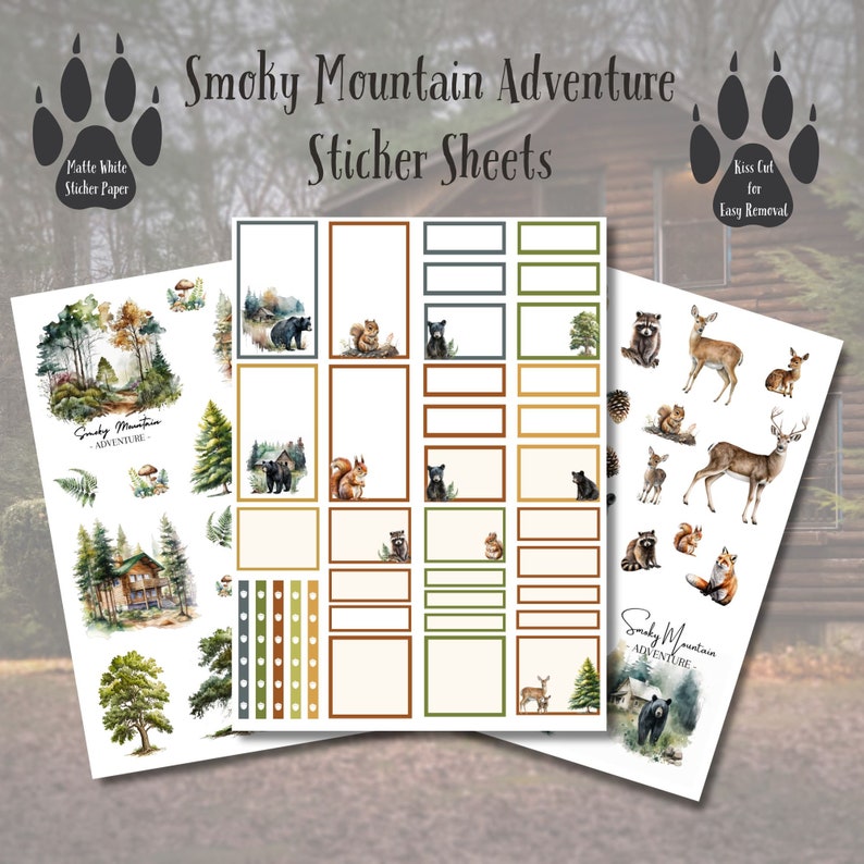 Smoky Mountain Sticker Sheets, Great Smoky Mountains, Black Bears ...