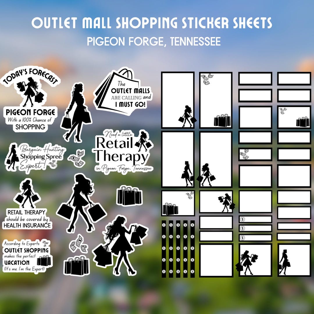 Pigeon Forge Shopping Stickers: Tennessee Scrapbook & Planner Stickers ...