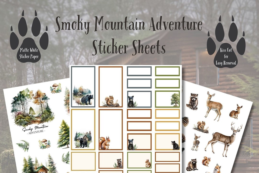 Smoky Mountain Sticker Sheets, Great Smoky Mountains, Black Bears ...