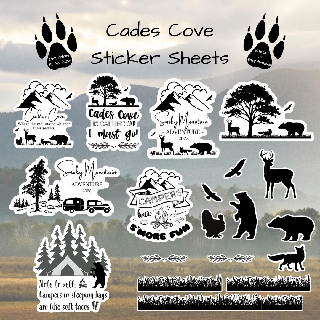 Cades Cove Sticker Sheet: Smoky Mountain Scrapbooking Stickers - Etsy