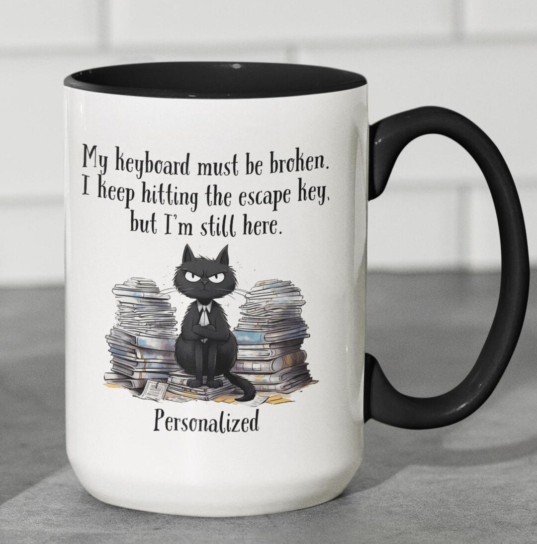 Personalized Grumpy Cat Coffee Mug, Funny Office Tea Cup, Sarcastic ...