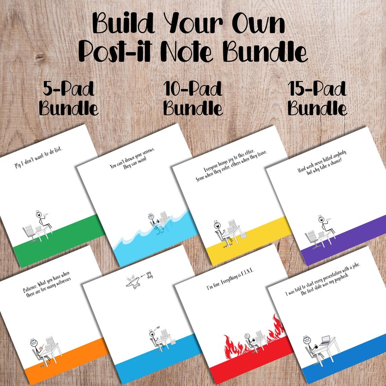 Funny Sarcastic Sticky Notes Bundle: Office Humor Gift - Etsy