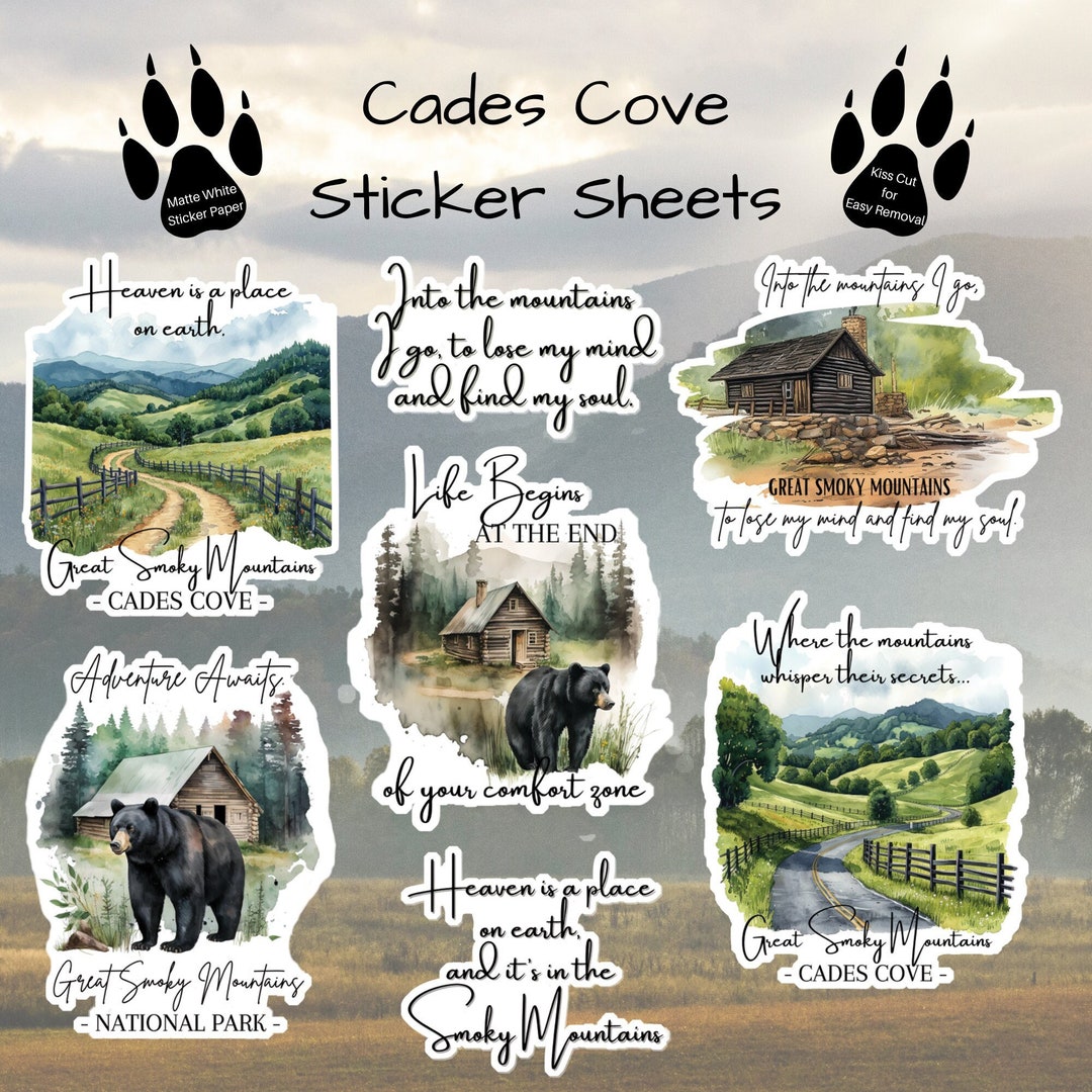 Cades Cove Stickers, Smoky Mountain Stickers, Black Bear Stickers - Etsy