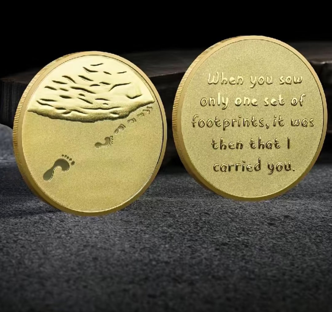 Footprints in the Sand Gold Coin. Christian Coin Christian - Etsy