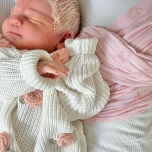 Embroidered Rose Baby Floral Sweater Personalized Embroidered Knit Hand ...