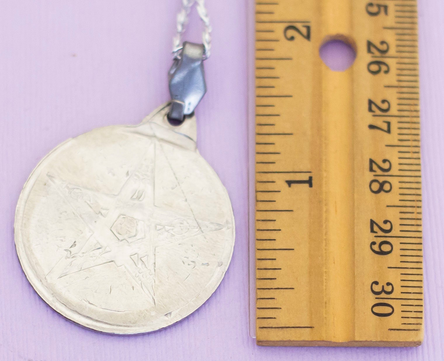 Vintage Tetragrammaton Star Circular Pendant Silver Tone Necklace 18 ...