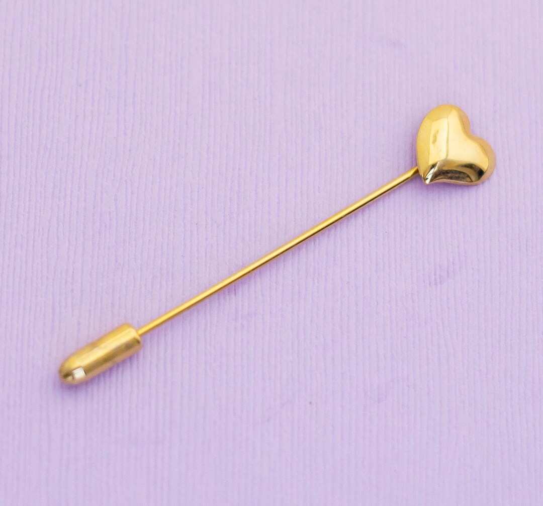 Vintage Gold Tone Minimalist Heart Stick Pin - AB5 - Etsy