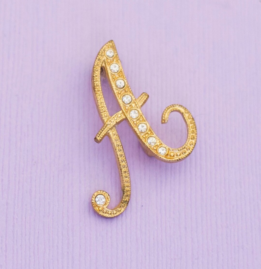 Vintage Gold Tone Letter A Elegant Rhinestones Brooch - AB4 - Etsy