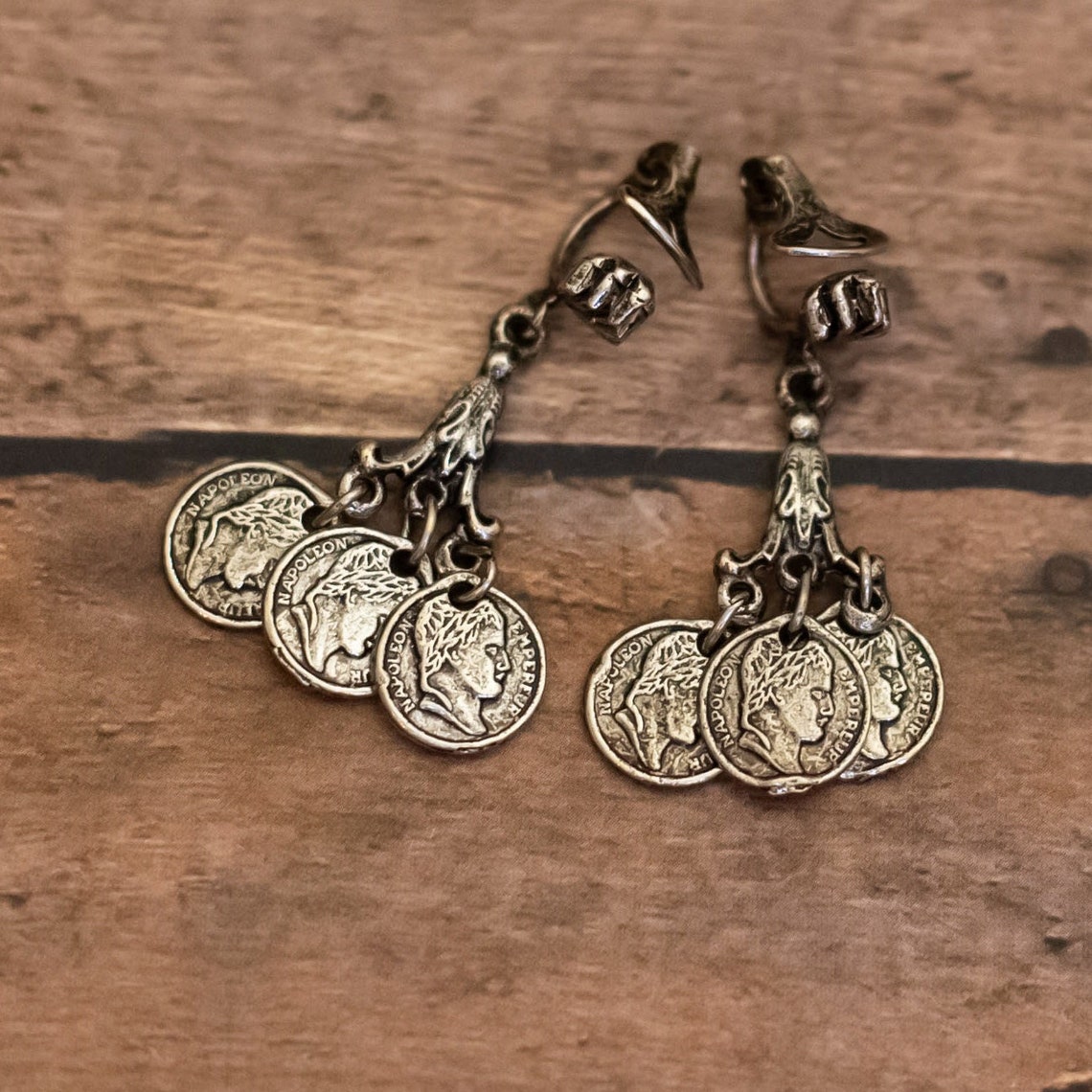 Vintage Silver Tone Triple Faux Coins Unique Clip on Earrings - AB29 - Etsy
