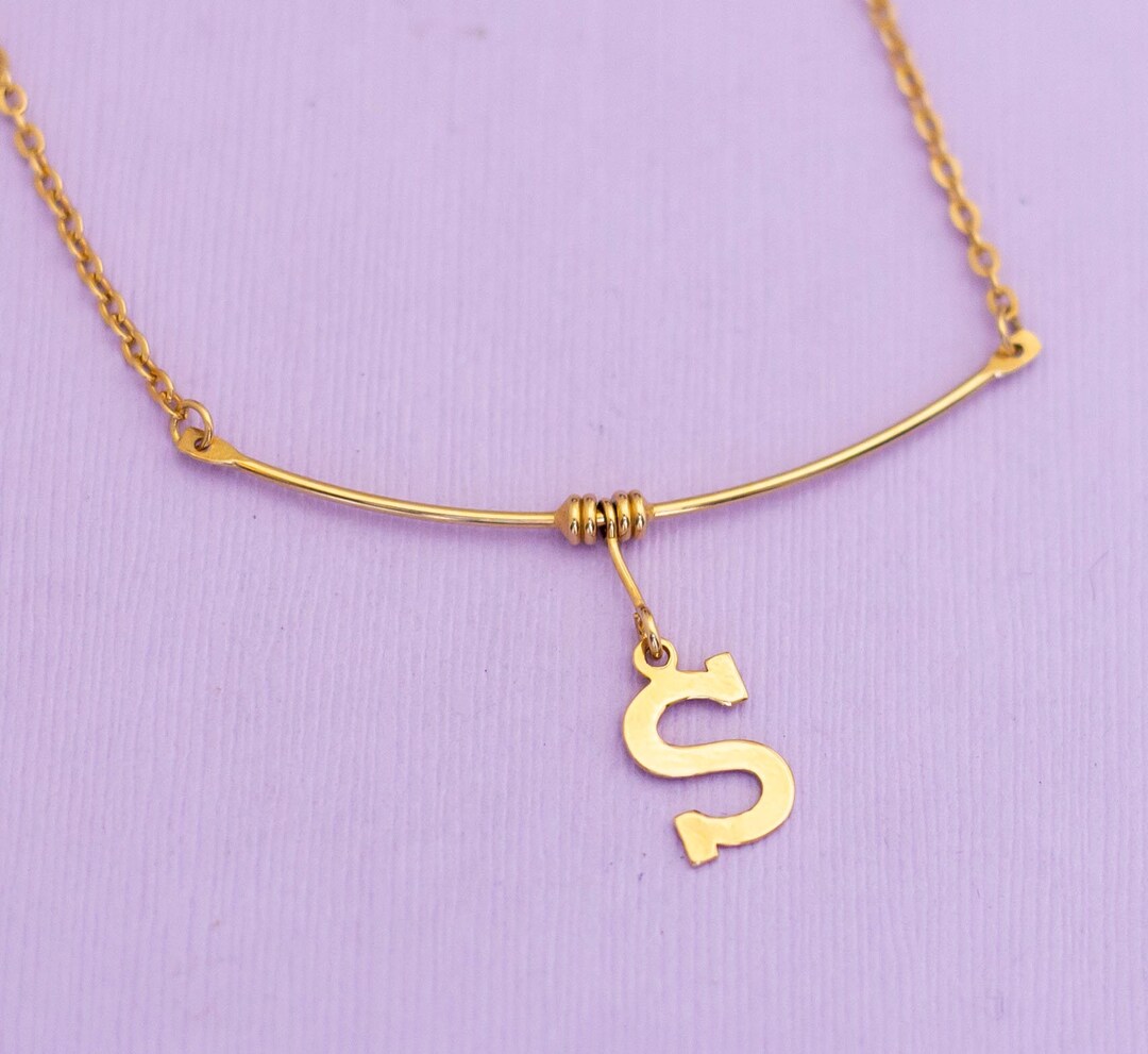 Vintage Letter S Gold Tone Name Initial Choker Necklace 15 Inch AB18 - Etsy