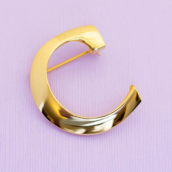 Vintage Gold Tone Letter C Victorian Brooch - AB1 - Gem