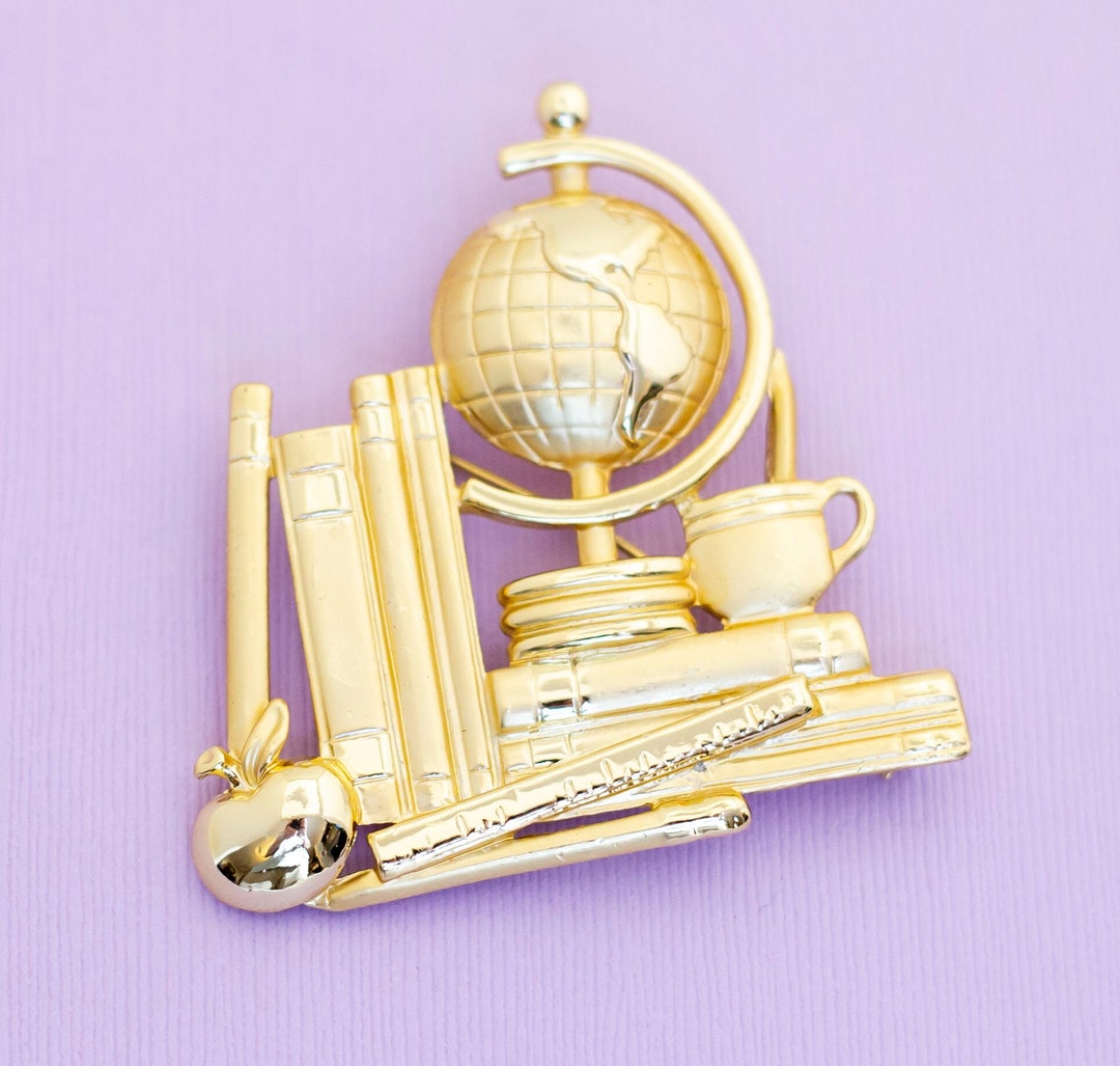Vintage Gold Tone Study Materials School Brooch - AB1 - Etsy
