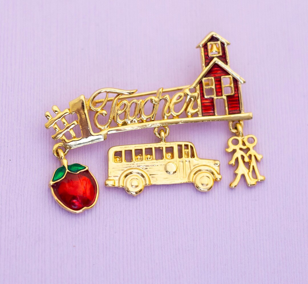 Vintage Number 1 Teacher School Themed Gold Tone Brooch - AB - Etsy