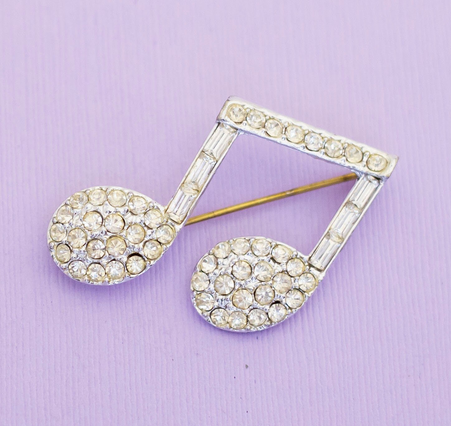 Vintage Silver Tone Musical Note Rhinestones Brooch - AB8 - Etsy