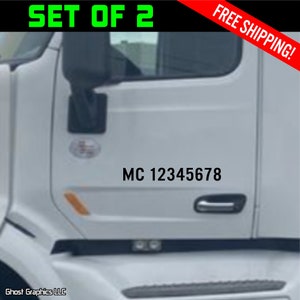 Custom Motor Carrier MC Registration Sticker - 2 Pack - Truck Decal ...
