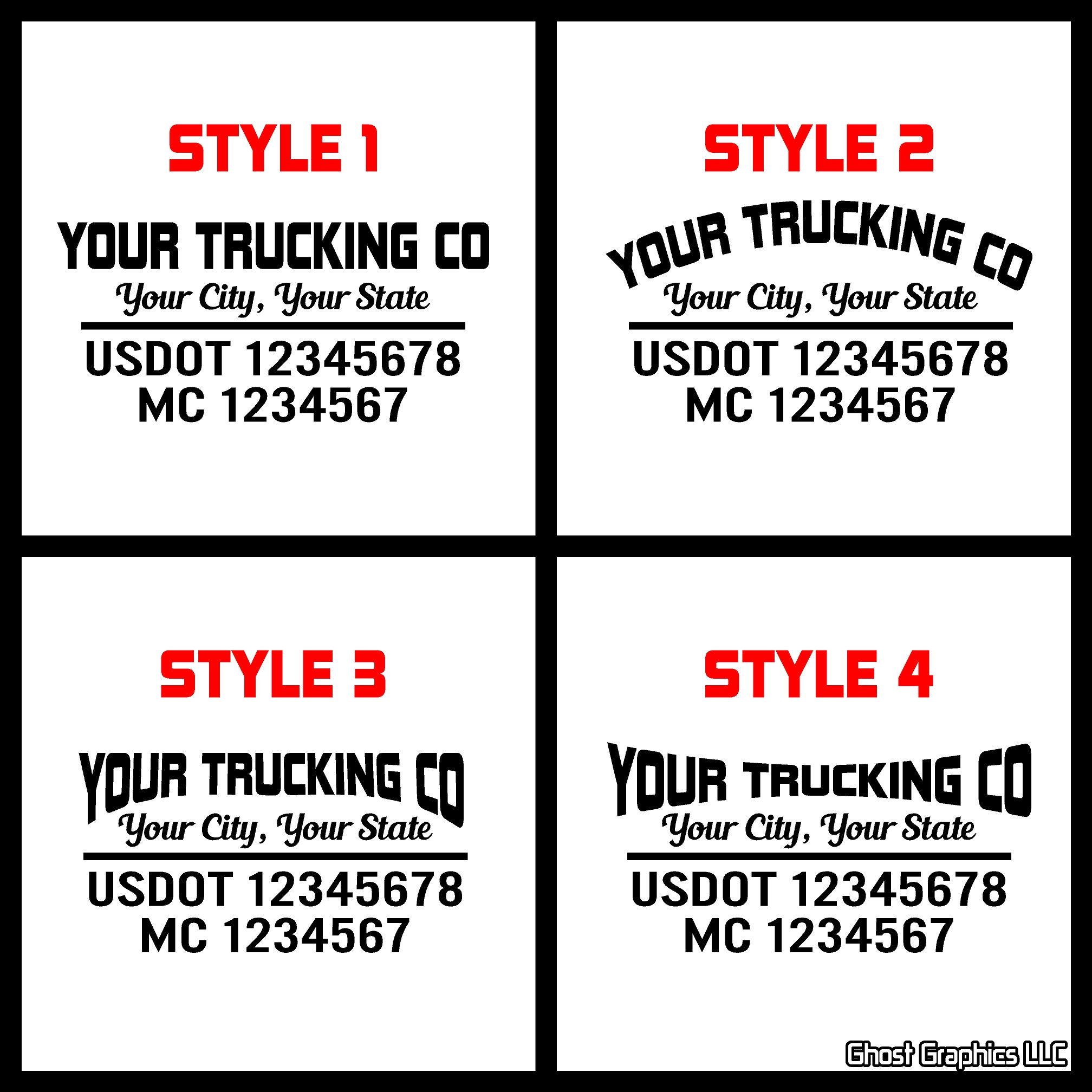 Custom Trucking Company Sticker, Tow Truck or Van Door Decals, DOT and ...