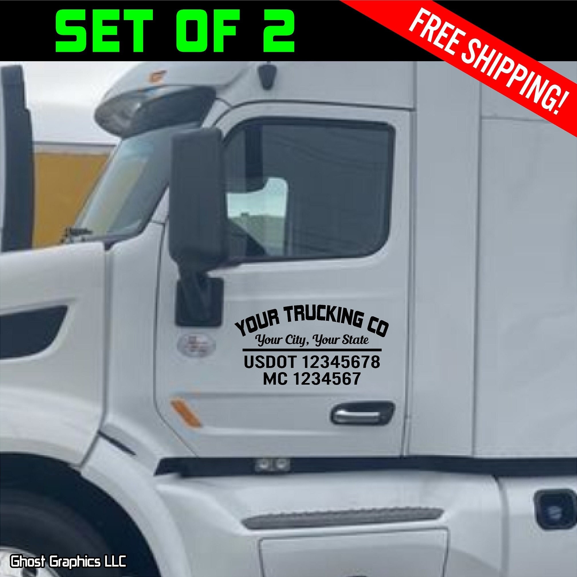 Custom Trucking Company Sticker, Tow Truck or Van Door Decals, DOT and ...