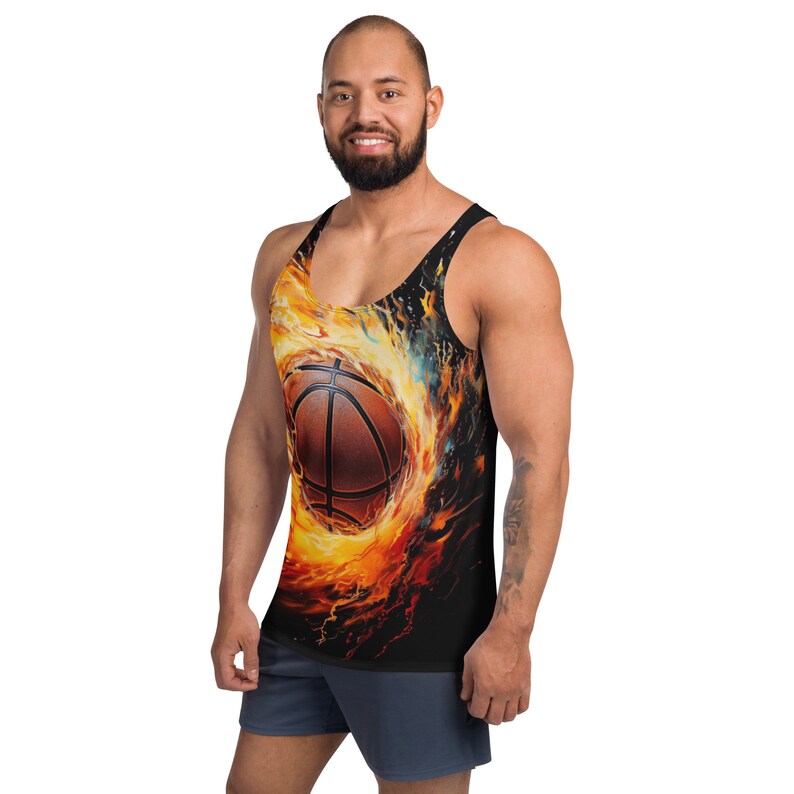 Funky Tiger Men's Fireball Basketball Tank Top - Etsy